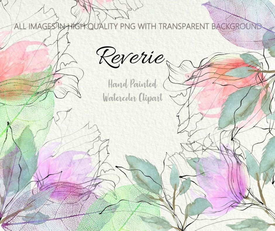 Hand Painted Watercolour Floral Clipart Hand Drawn With a | Etsy