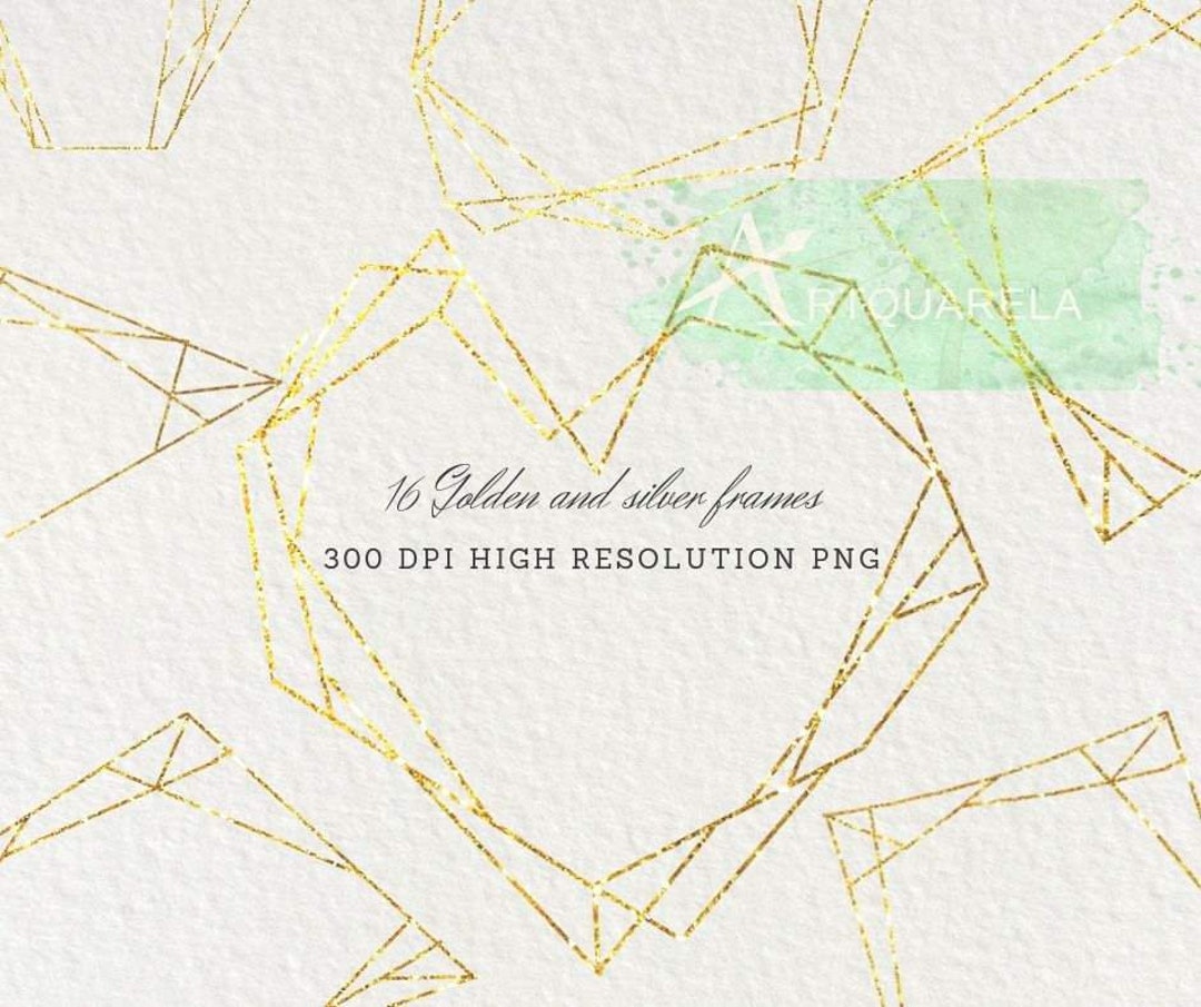 Gold Foil & Silver Geometric Frames Clipart PNG Minimalist Polygon Clip ...