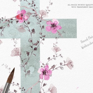 Cross Clipart -green Blue Cross With Flowers Png -floral Cross-first ...