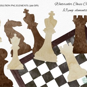 Watercolor Chess Pieces Clipart Png-table Chess Clipart, Chess Figures ...