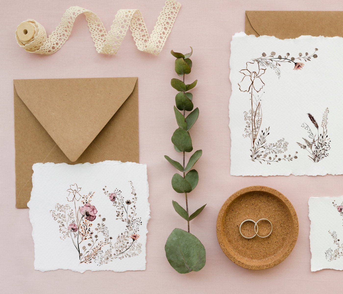 Watercolor Botanical Clipart Collection Pngframes Boho - Etsy