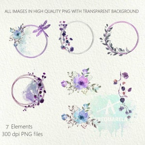 Watercolor Pre-made Frames ,floral Frames CLIP ART Bouquet Clip Art ...