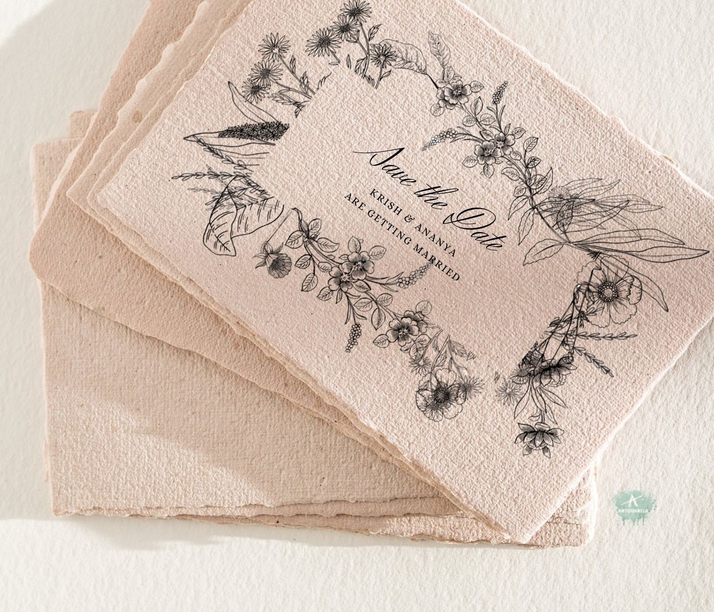 Hand Drawn Botanical Frame Clipart-wild Flowers Frame Invite | Etsy