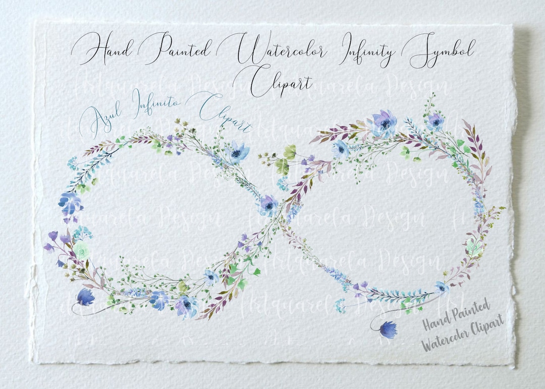 Watercolor Floral Infinity Symbol Clipart- Infinity Love Sign Png-hand ...