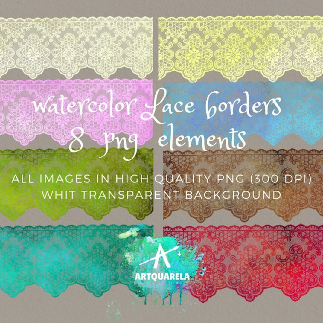 Watercolor Lace Clipart, Borders Clipart,overlay Lace Clip Art,white ...