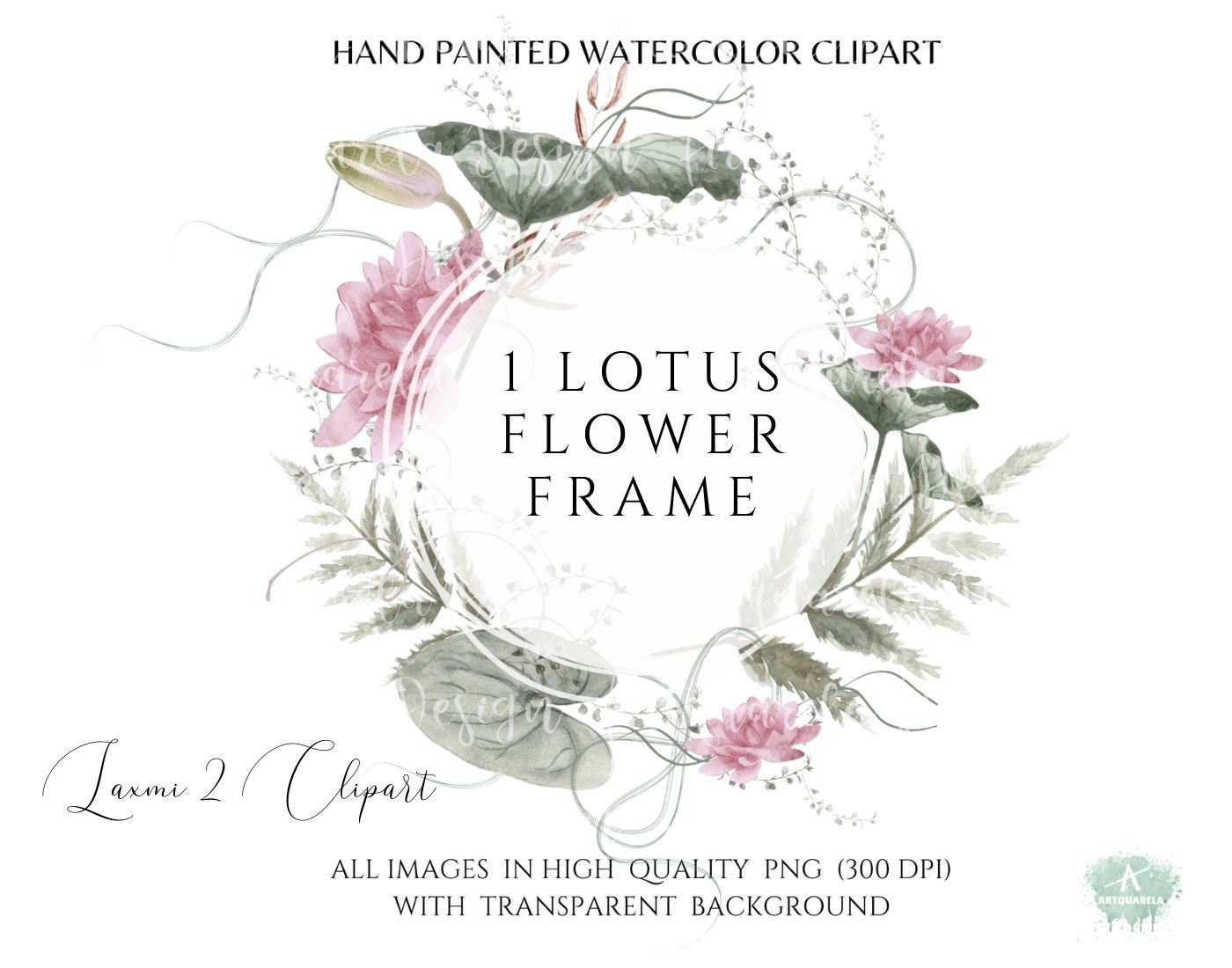 Lotus Flowers Clipart Lotus Wreath Frame Lotus Flower Logo PNG - Etsy