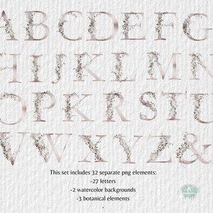 Alphabet Clipart Set, Watercolor Initials With Eucalyptus, Watercolor ...