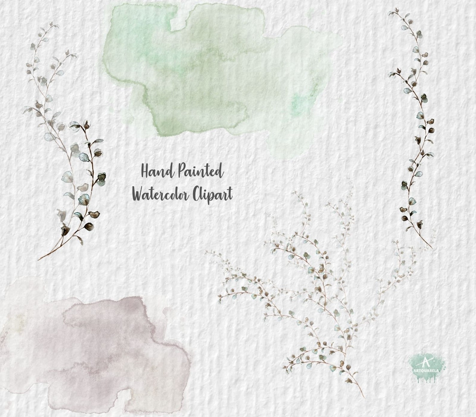 Alphabet Clipart Set Watercolor Initials With Eucalyptus - Etsy