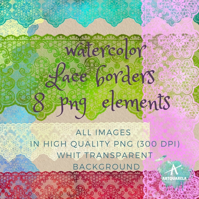 Watercolor Lace Clipart, Borders Clipart,overlay Lace Clip Art,white ...