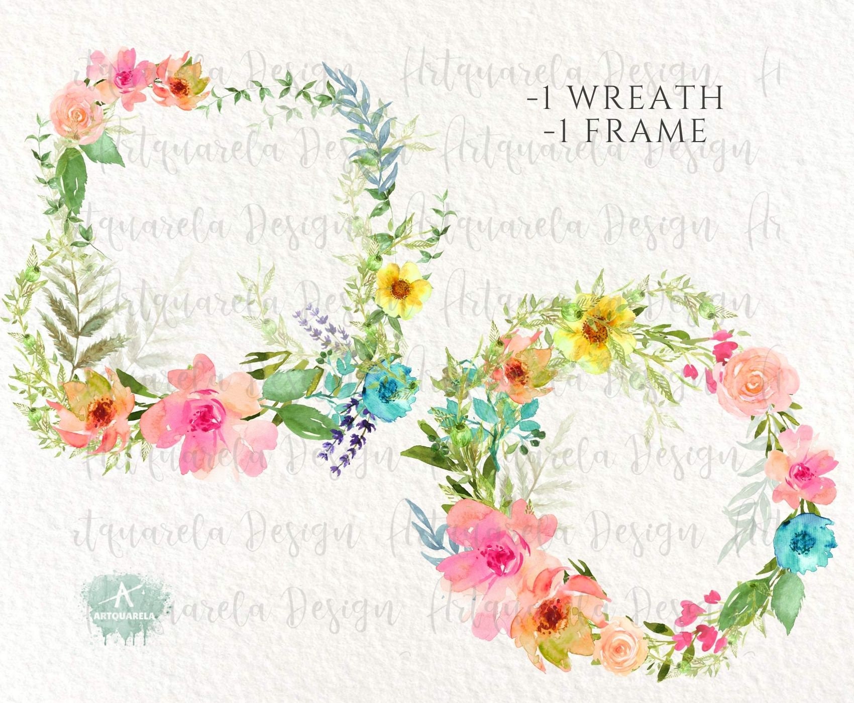 Bright Watercolor Flowers Clipart Colorful Flowers Bouquets | Etsy