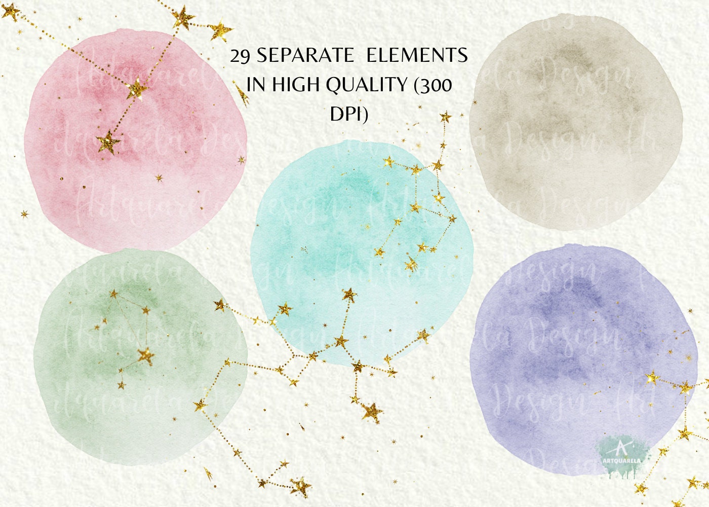 Gold Zodiac Constellations Clipart, Zodiac Clipart,watercolor Zodiac ...