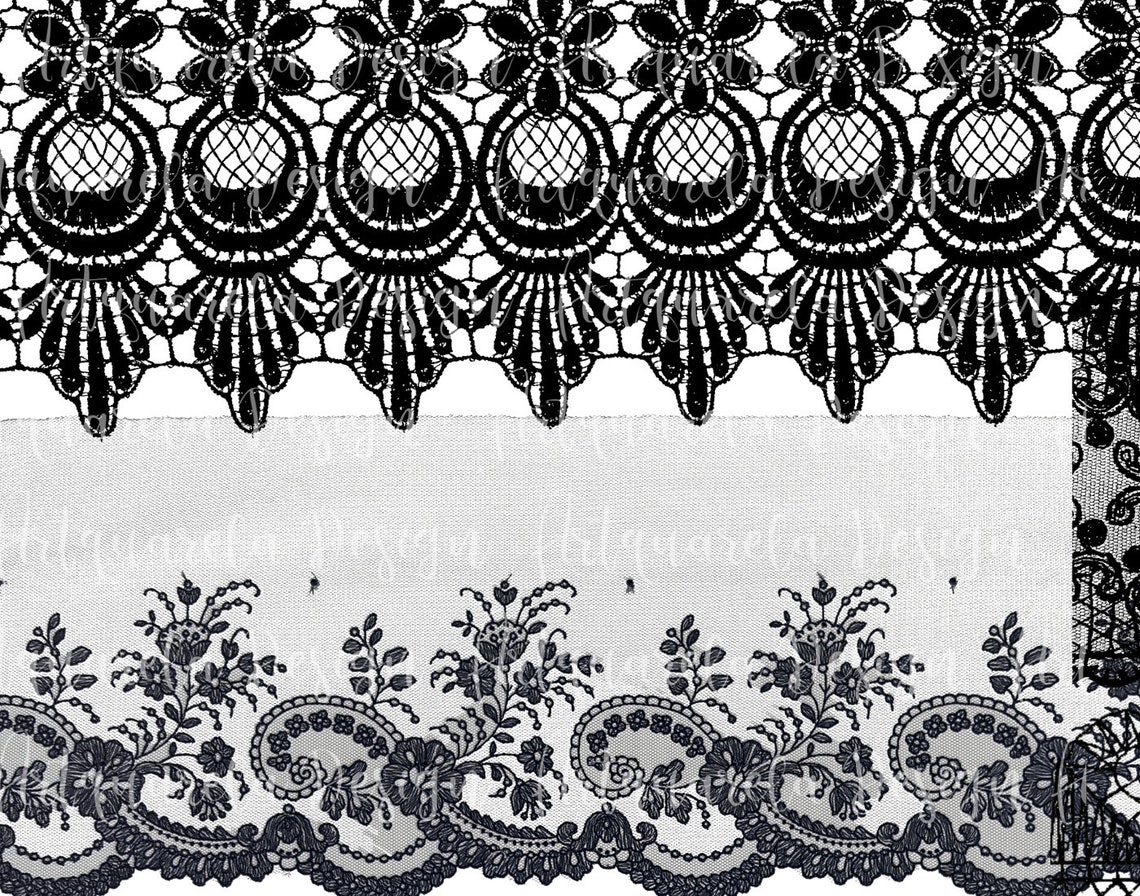 Black Lace Borders Clipartoverlay Lacesvictorian Laces - Etsy