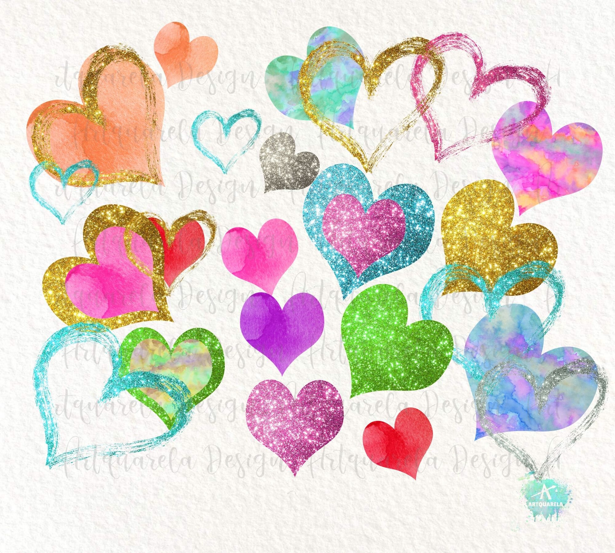 Rainbow Hearts Clipart
