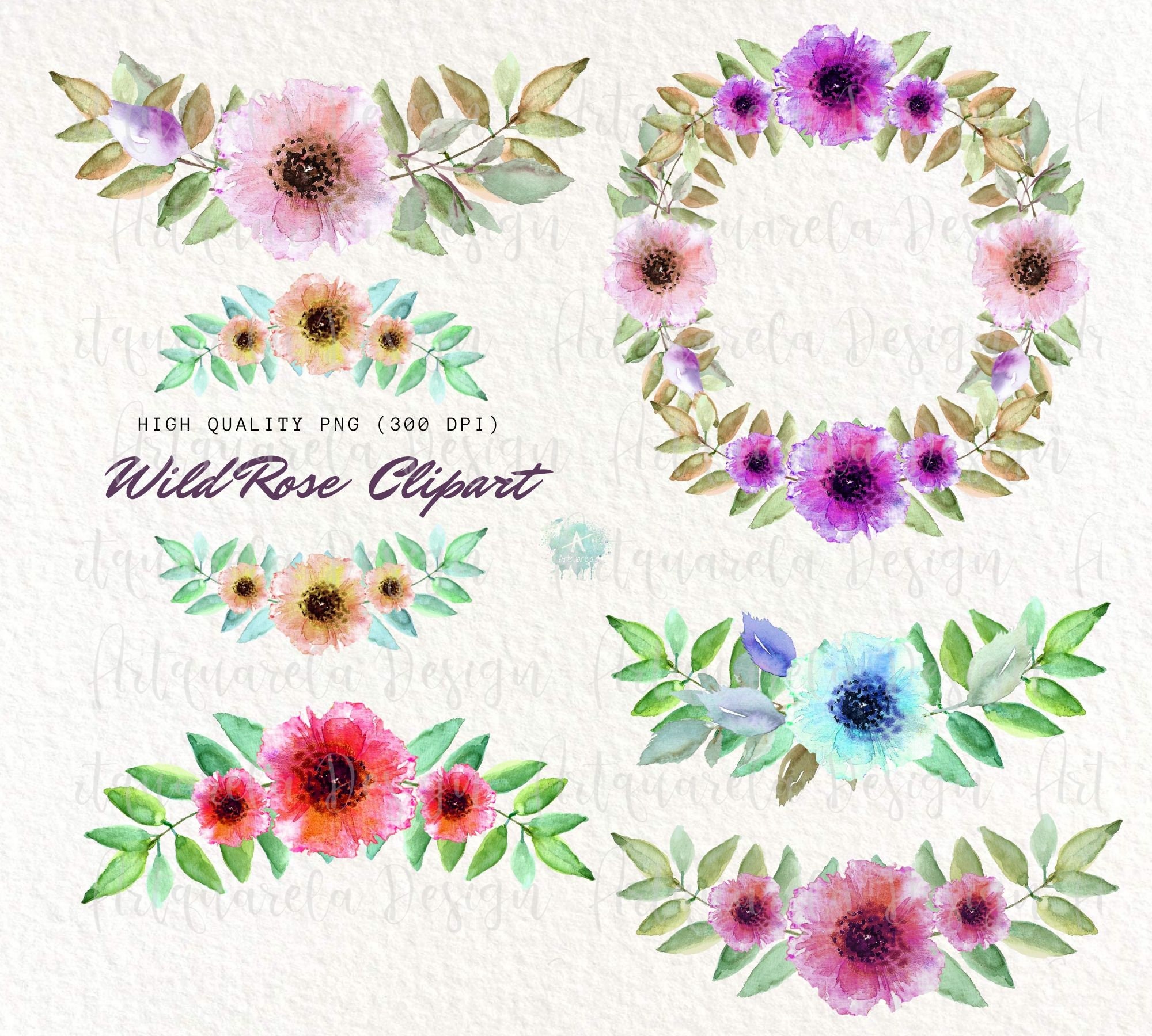 Watercolor Floral arrangement Clip Art Hand Painted Watercolor | Etsy