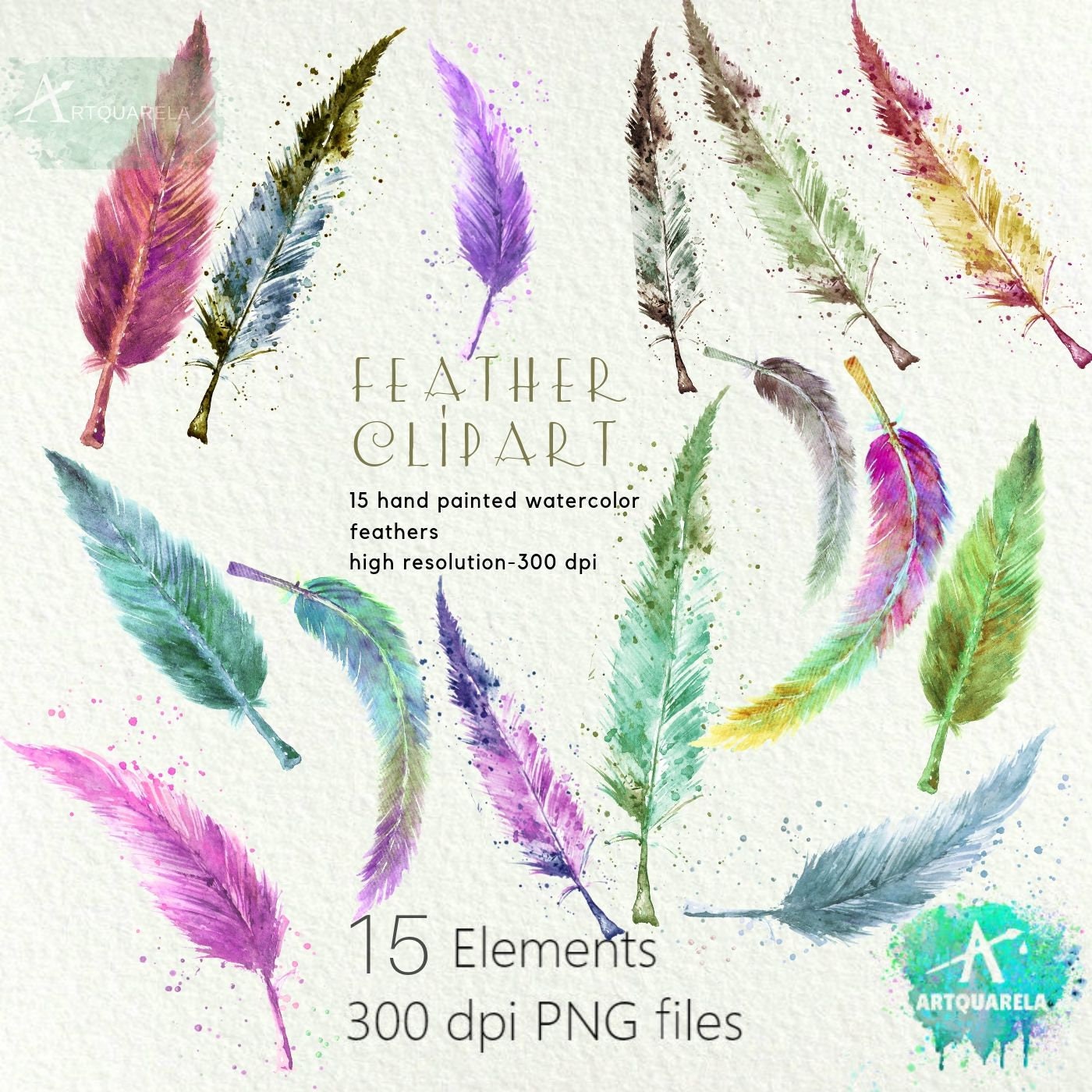 Feather Watercolor ClipartFeather SetDigital Feathers Free | Etsy