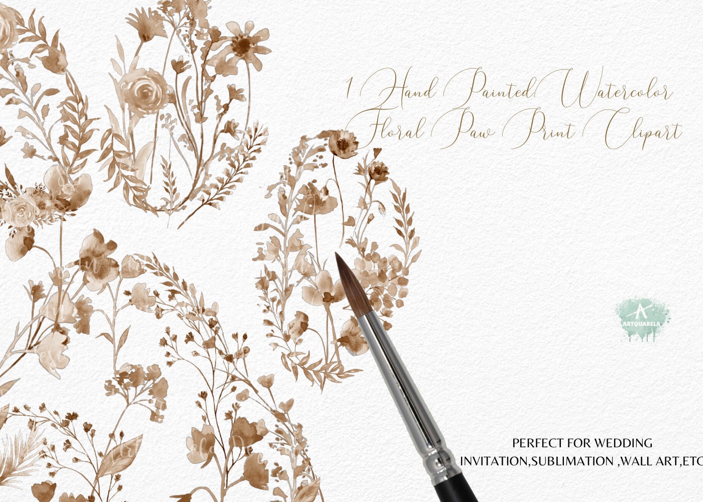 Floral Paw Print Clipart-dog Paw Print-neutral Flowers Cat Paw - Etsy UK