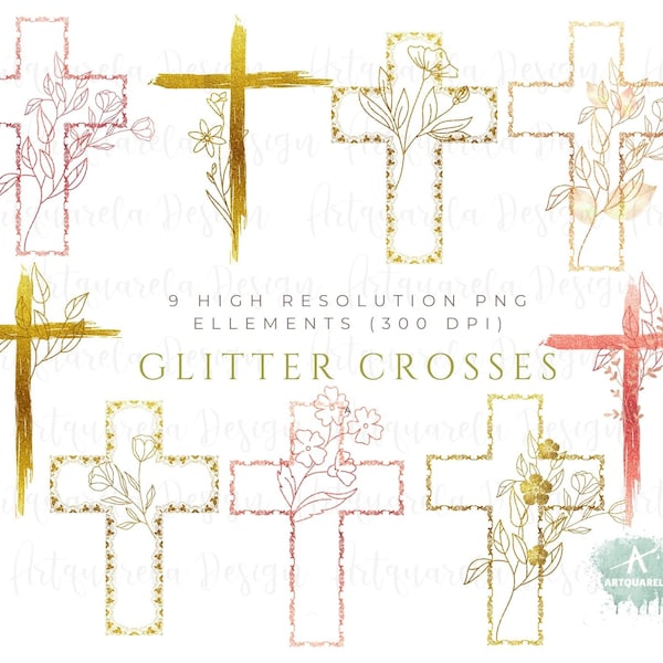 Gold Glitter Cross - Etsy