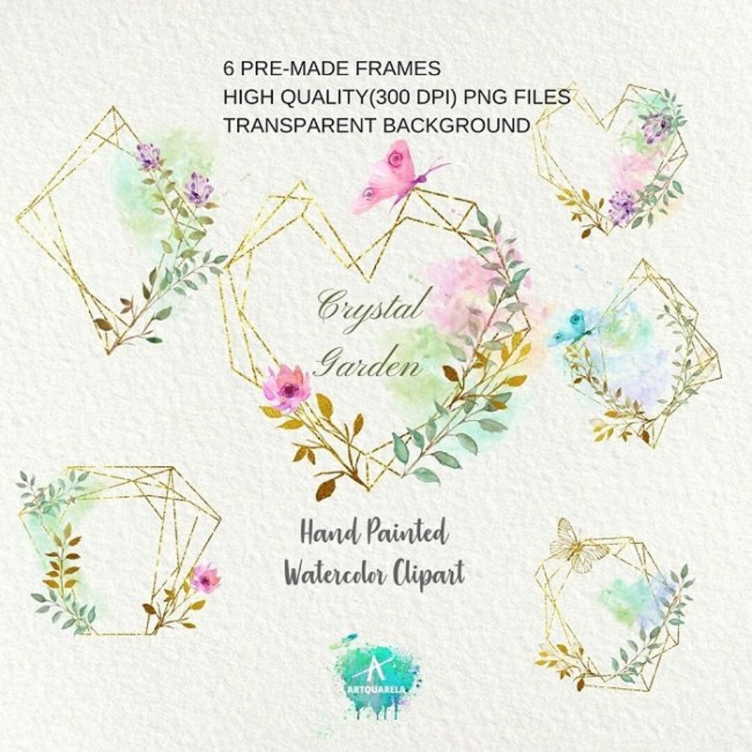 Gold Glitter Pre-made Frames,watercolor Floral Frames, Floral Heart Png ...