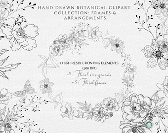 Mixed Bees Clip Art Set Hand Drawn Bees Clip Art Black and - Etsy