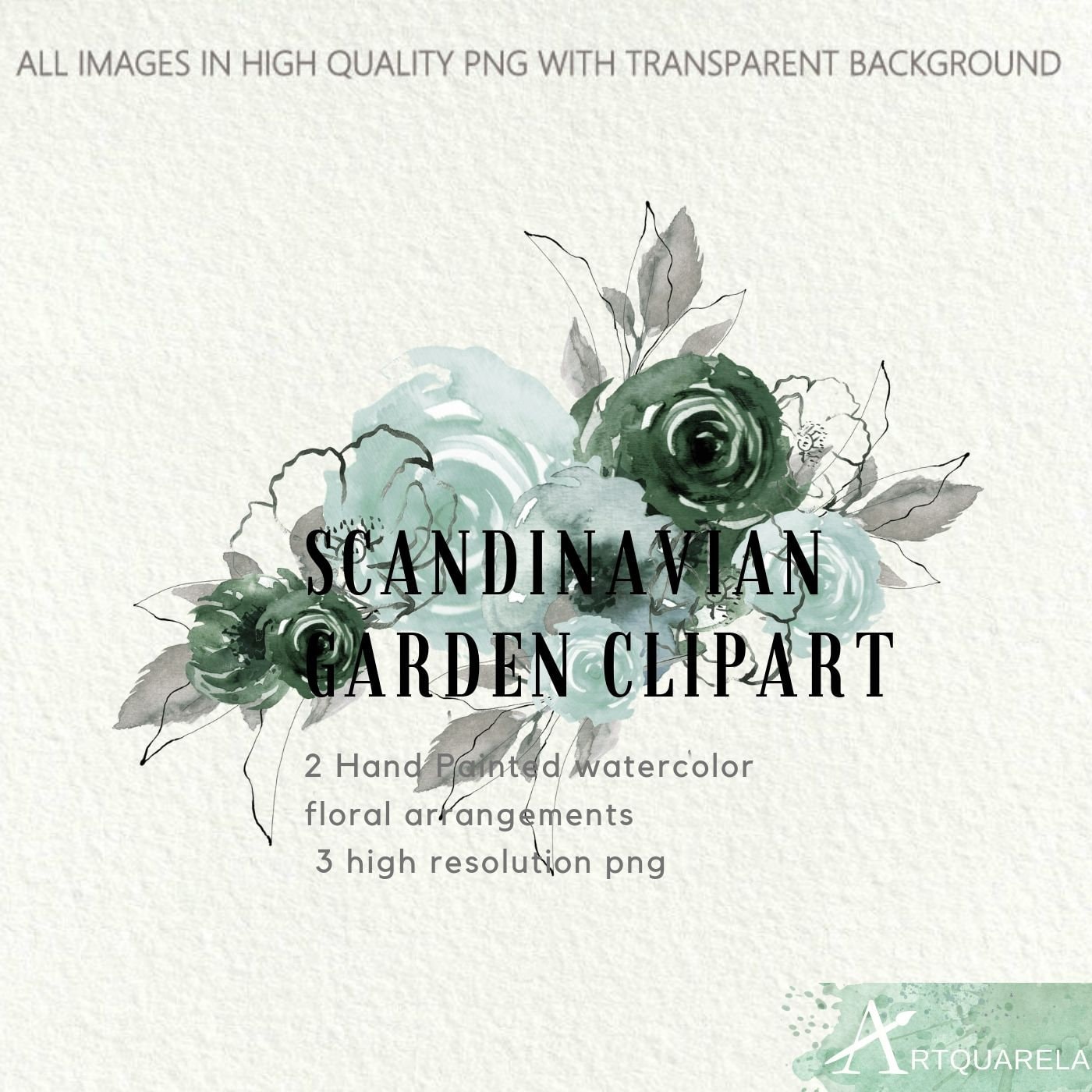 Flowers Clip Art Blue gray Roses Bouquet ClipartHand | Etsy