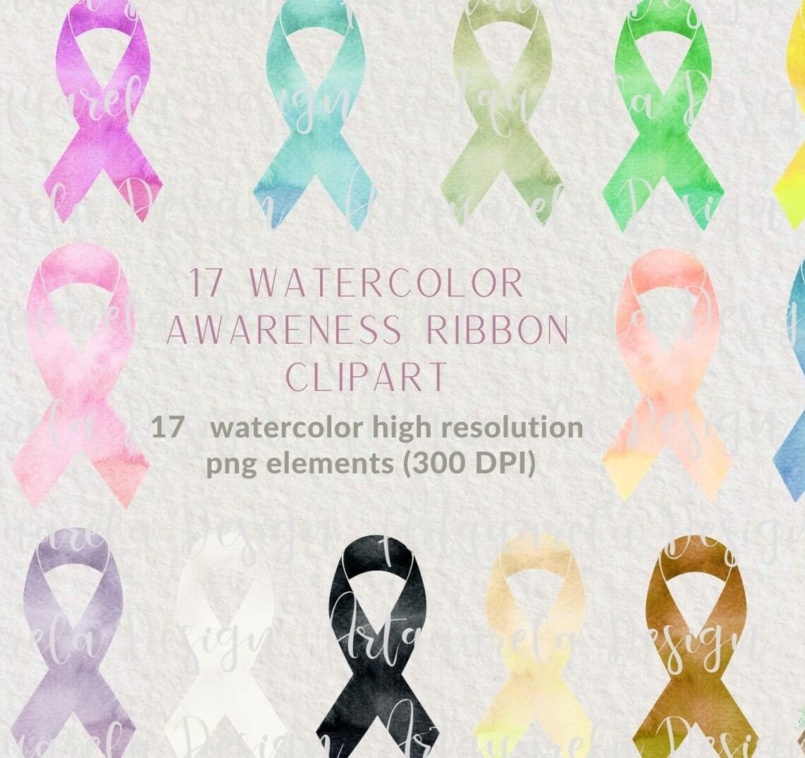 Watercolor Awareness Ribbons Clipart World Cancer Day Clip - Etsy