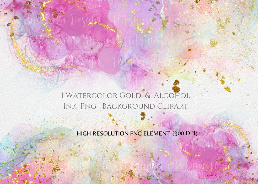 Liquid Alcohol Ink Overlay Clipart,watercolor and Glitter PNG ...