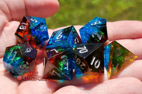 Sharp Edge Dice Full Set With Inclusions Rainbow | Etsy
