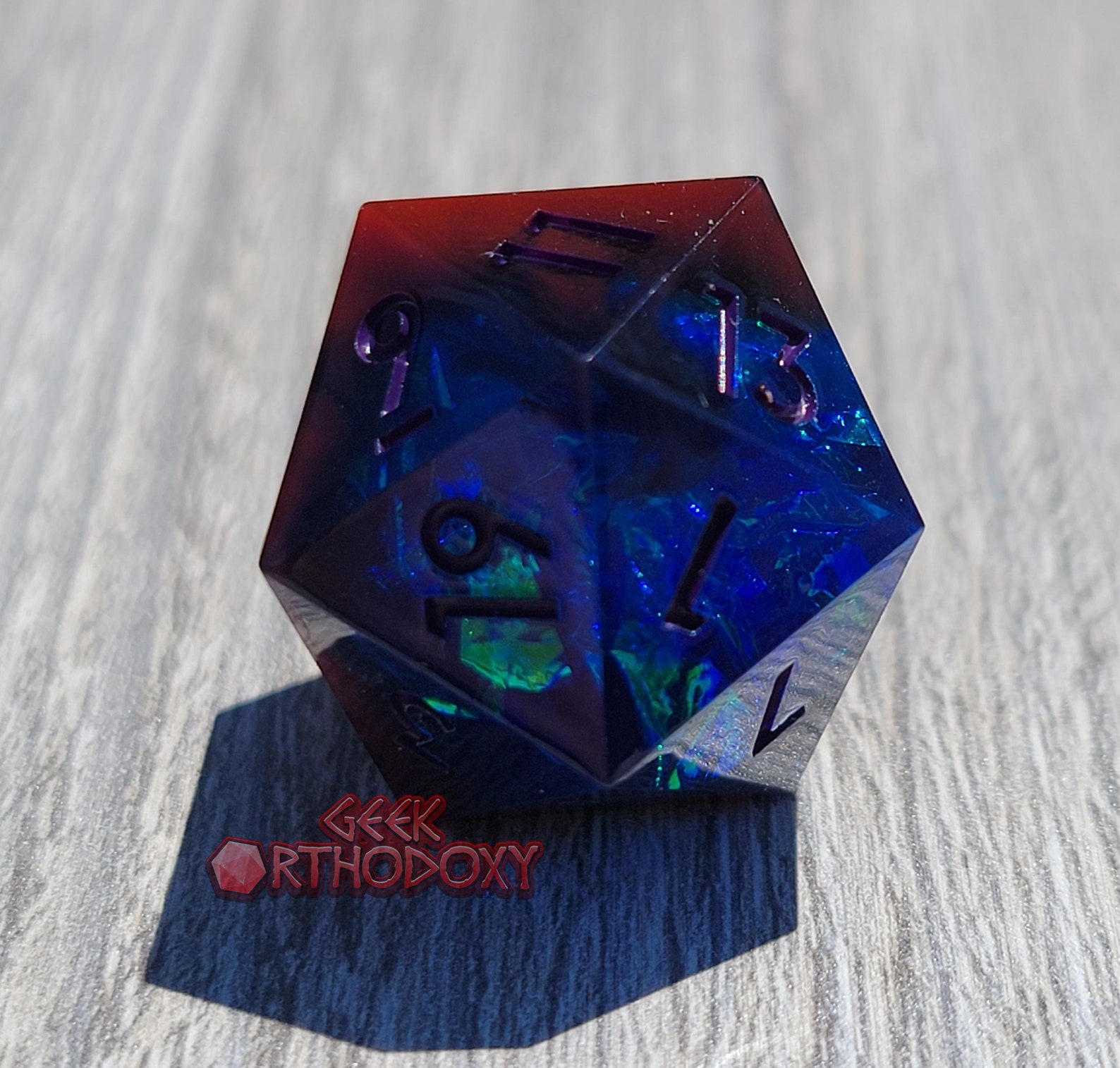 Sharp Edge Dice Full Set With Inclusions Blue & Red | Etsy