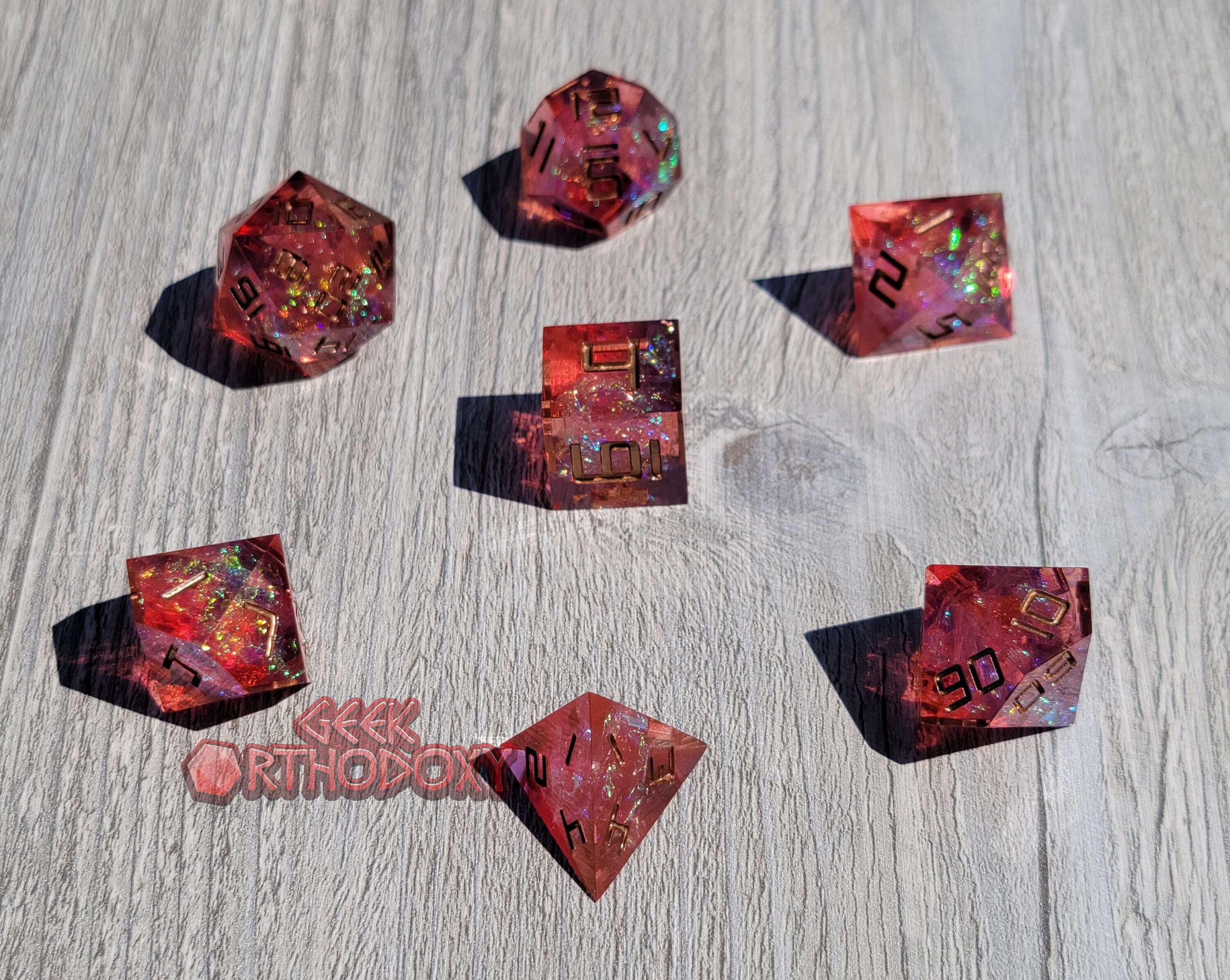 Sharp Edge Dice Full Set With Inclusions Prismatic Pink - Etsy