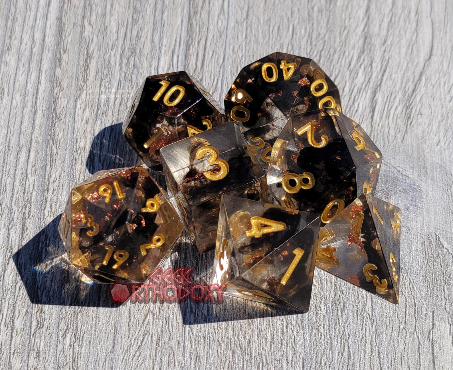 Sharp Edge Dice Full Set With Inclusions Clear & Black - Etsy