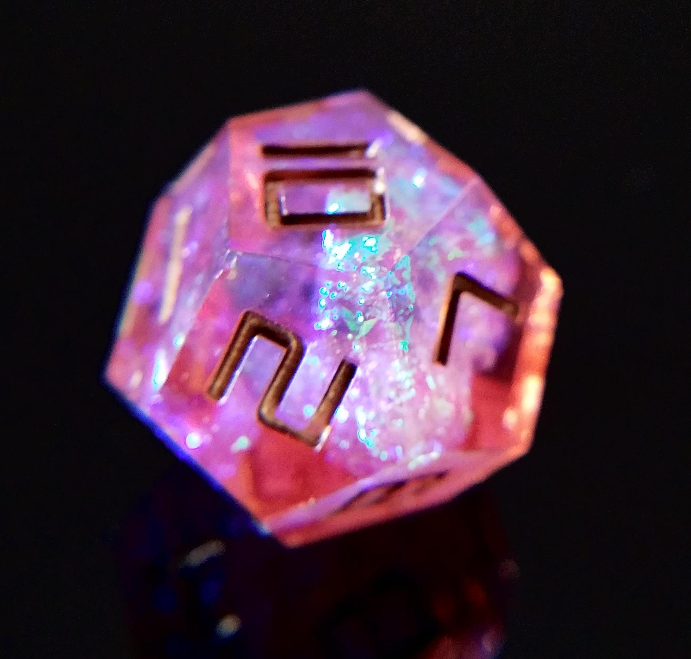 Sharp Edge Dice Full Set with Inclusions Prismatic Pink | Etsy