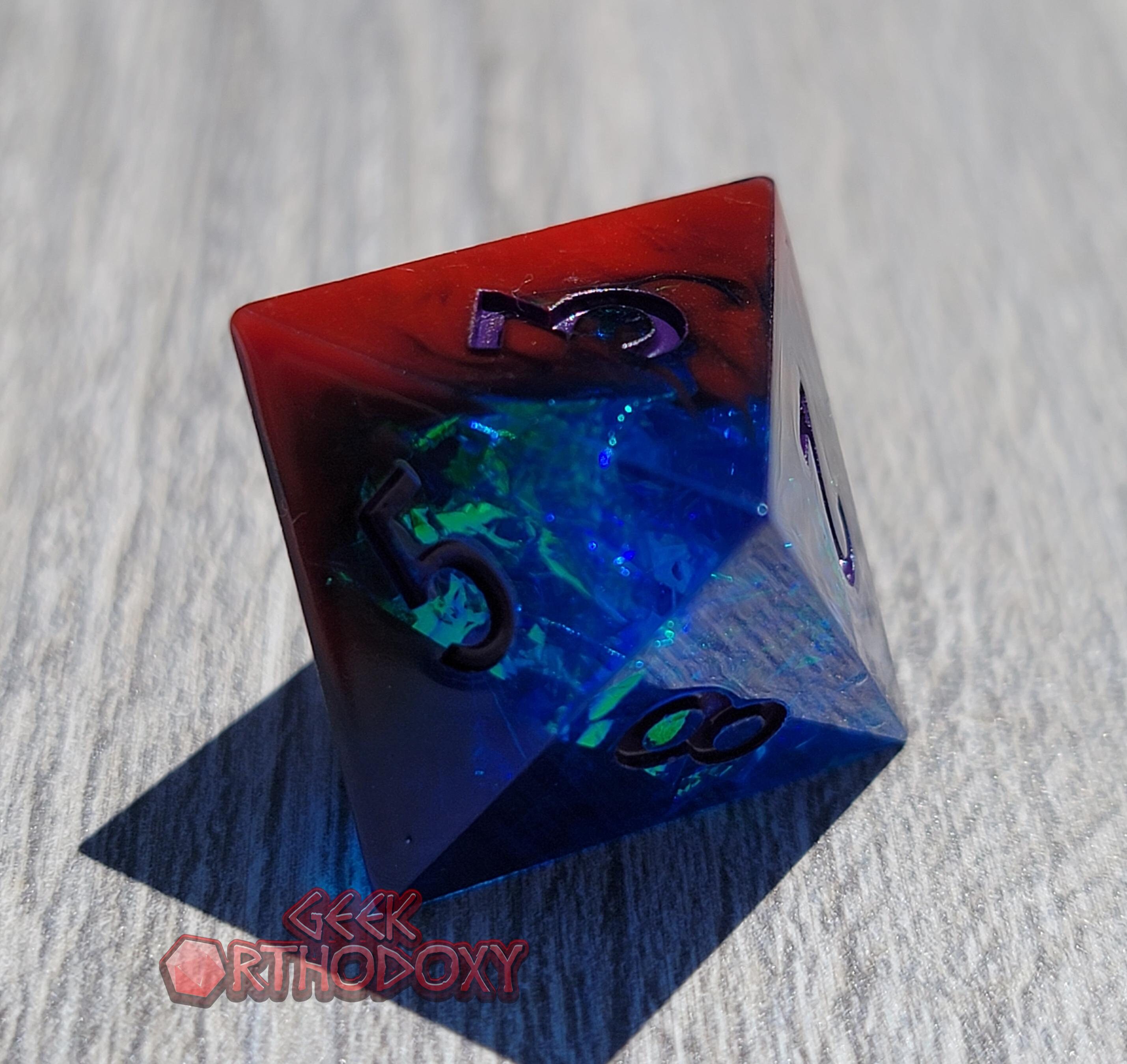 Sharp Edge Dice Full Set With Inclusions Blue & Red | Etsy