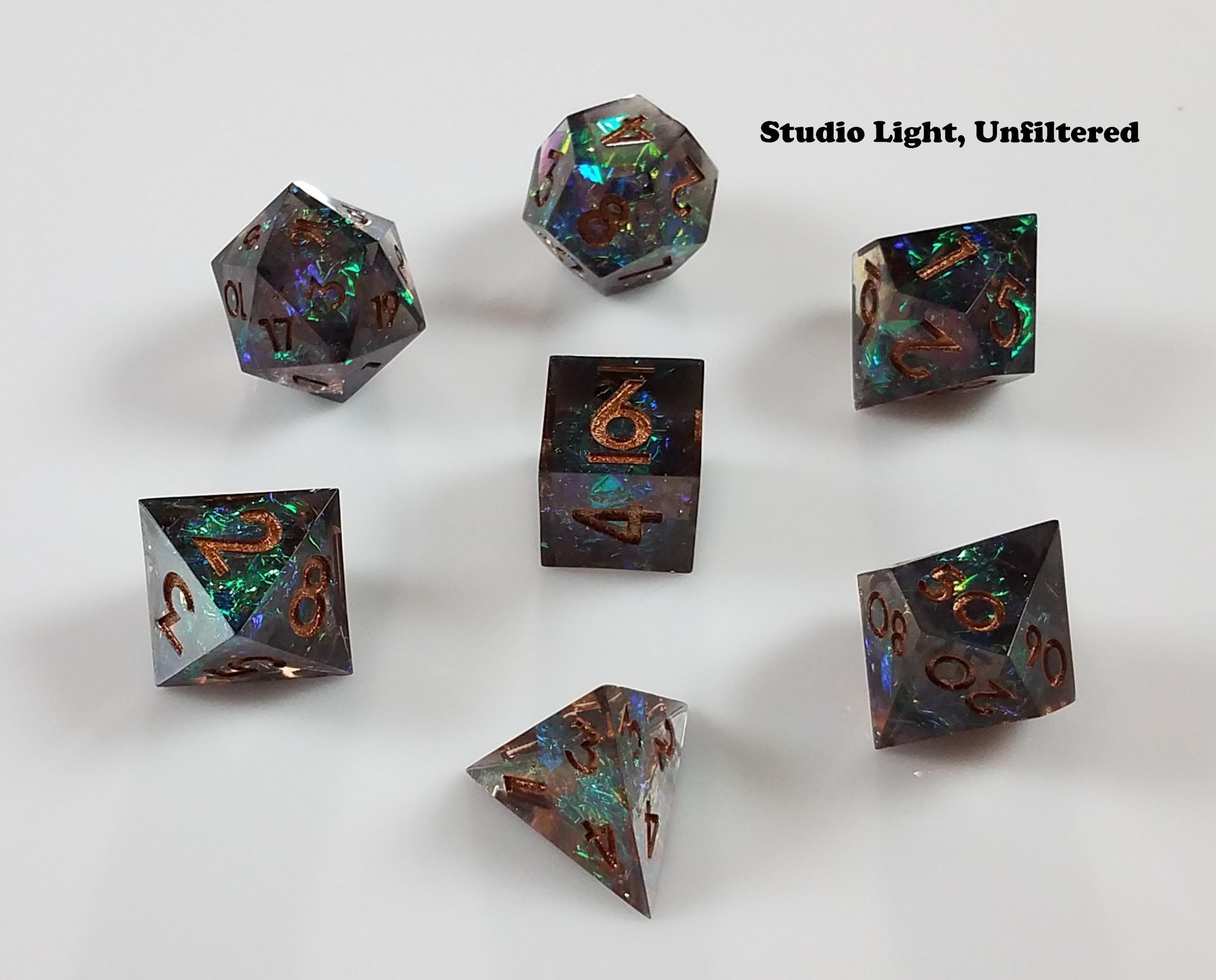 Sharp Edge Dice Full Set With Inclusions Prismatic - Etsy