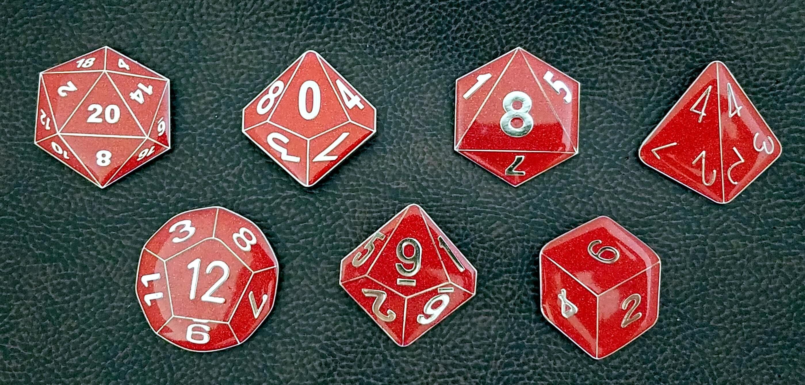 Polyhedral Dice Pins-set of 7 Red | Etsy