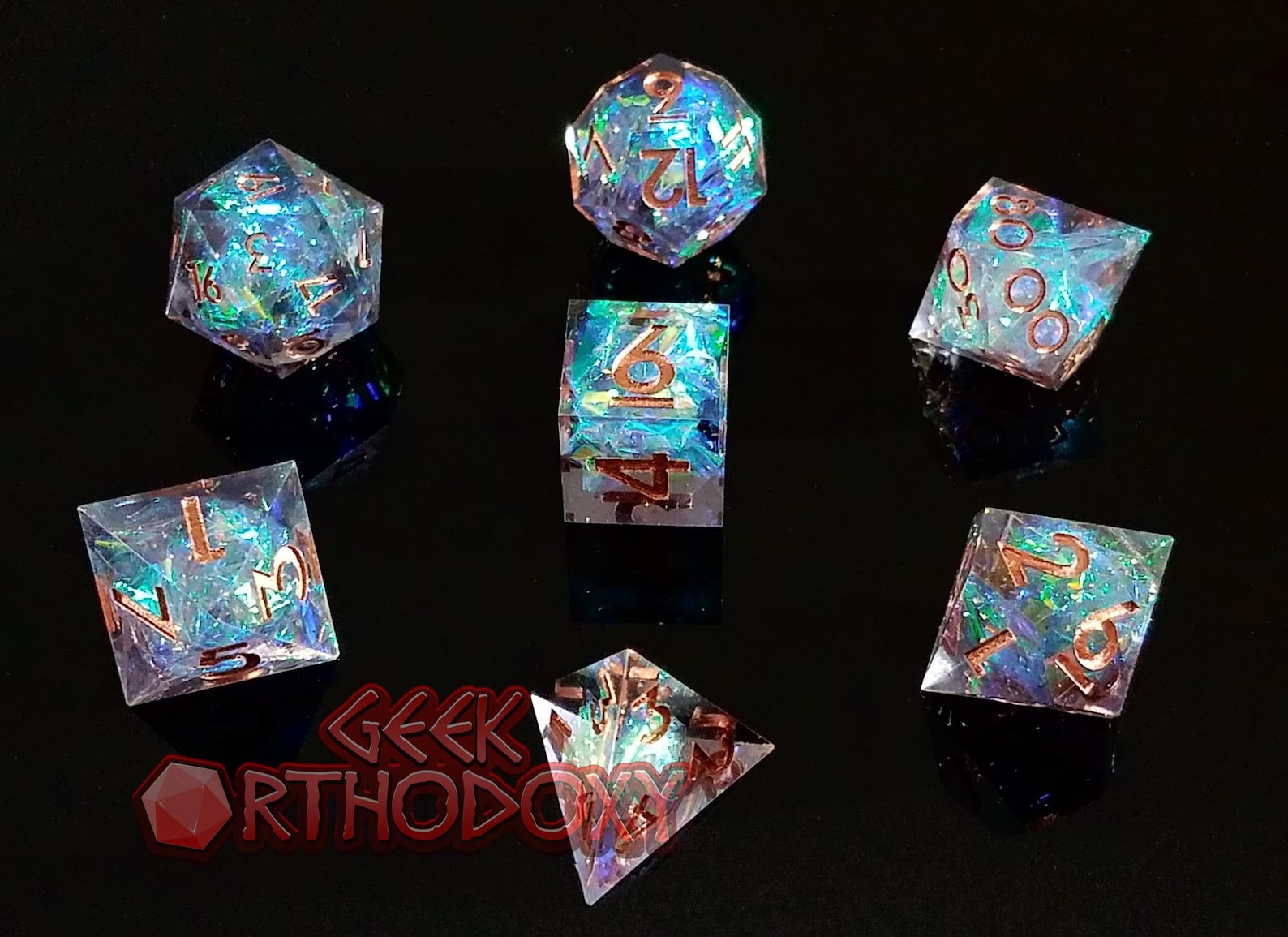 Sharp Edge Dice Full Set With Inclusions Prismatic - Etsy