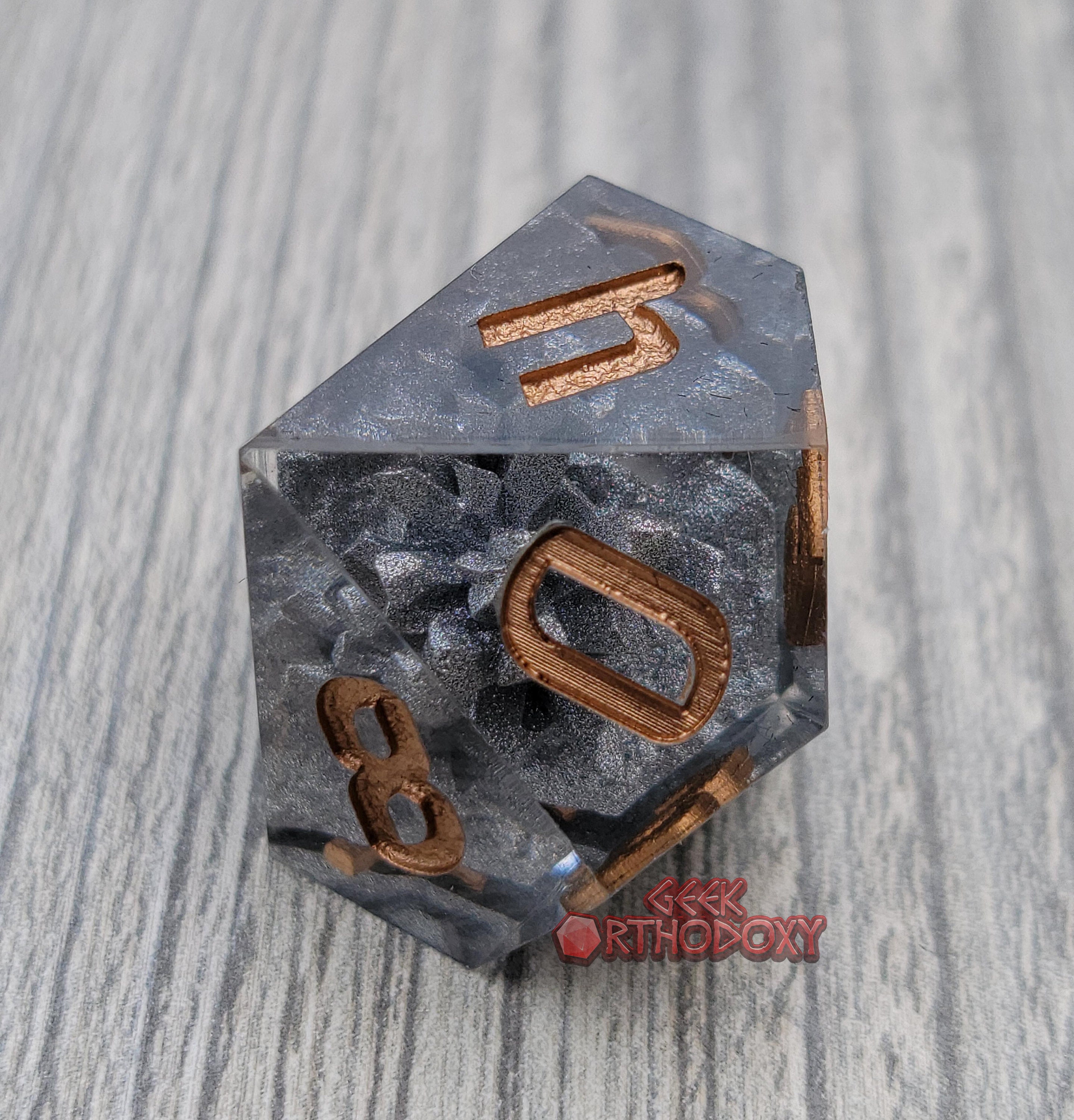 Sharp Edge Dice Full Set With Inclusions Gray Dice - Etsy