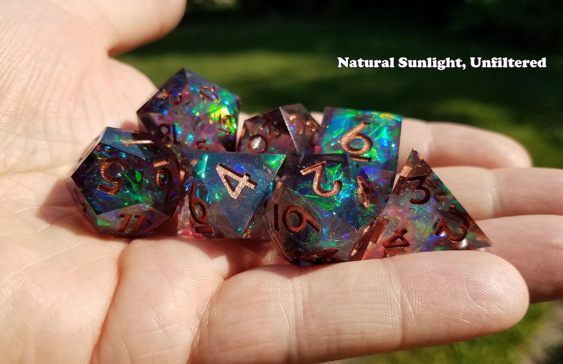 Sharp Edge Dice Full Set With Inclusions Prismatic - Etsy