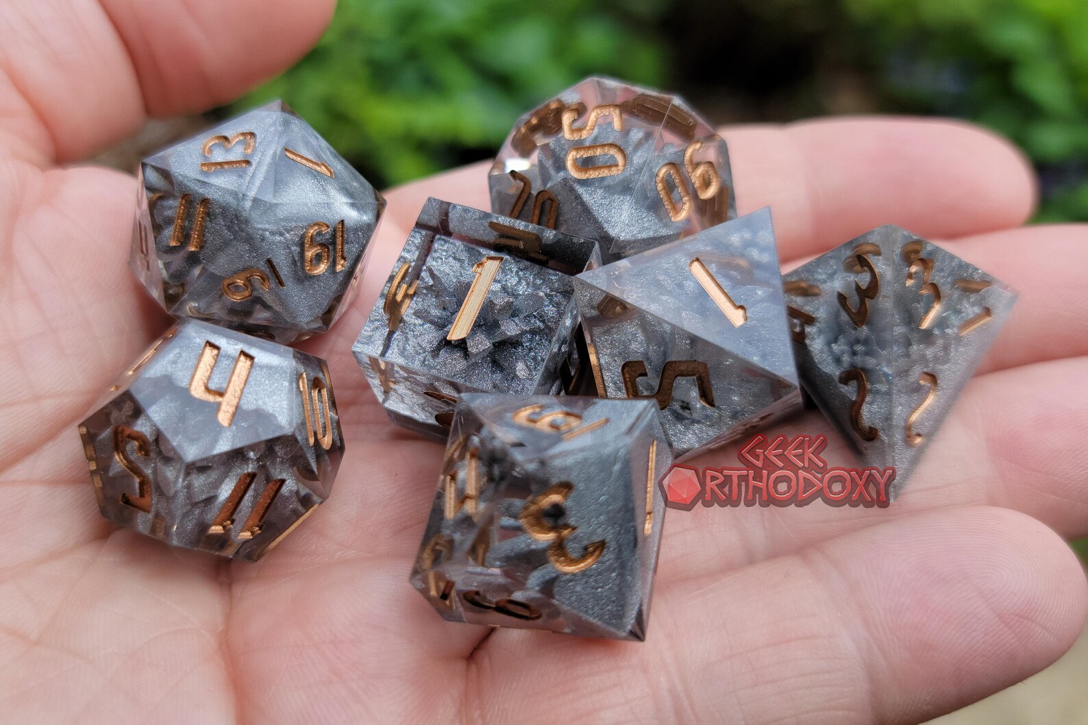 Sharp Edge Dice Full Set With Inclusions Gray Dice - Etsy