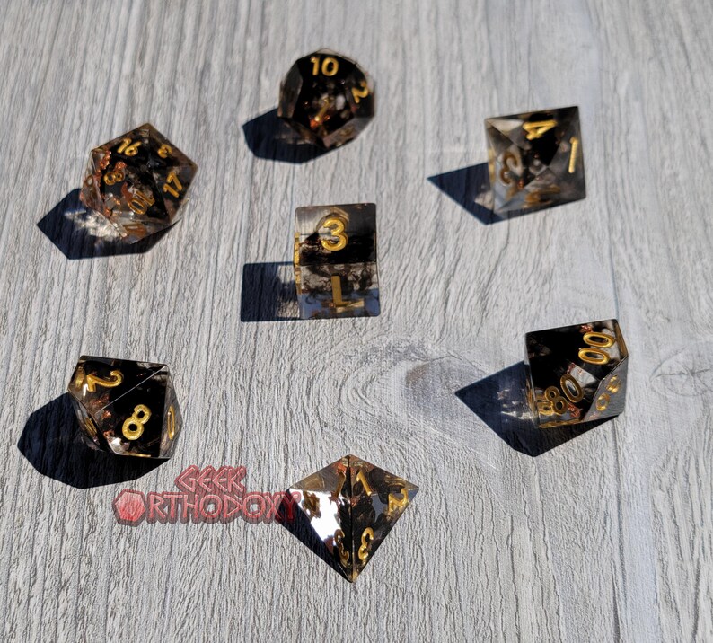 Sharp Edge Dice Full Set With Inclusions Clear & Black - Etsy