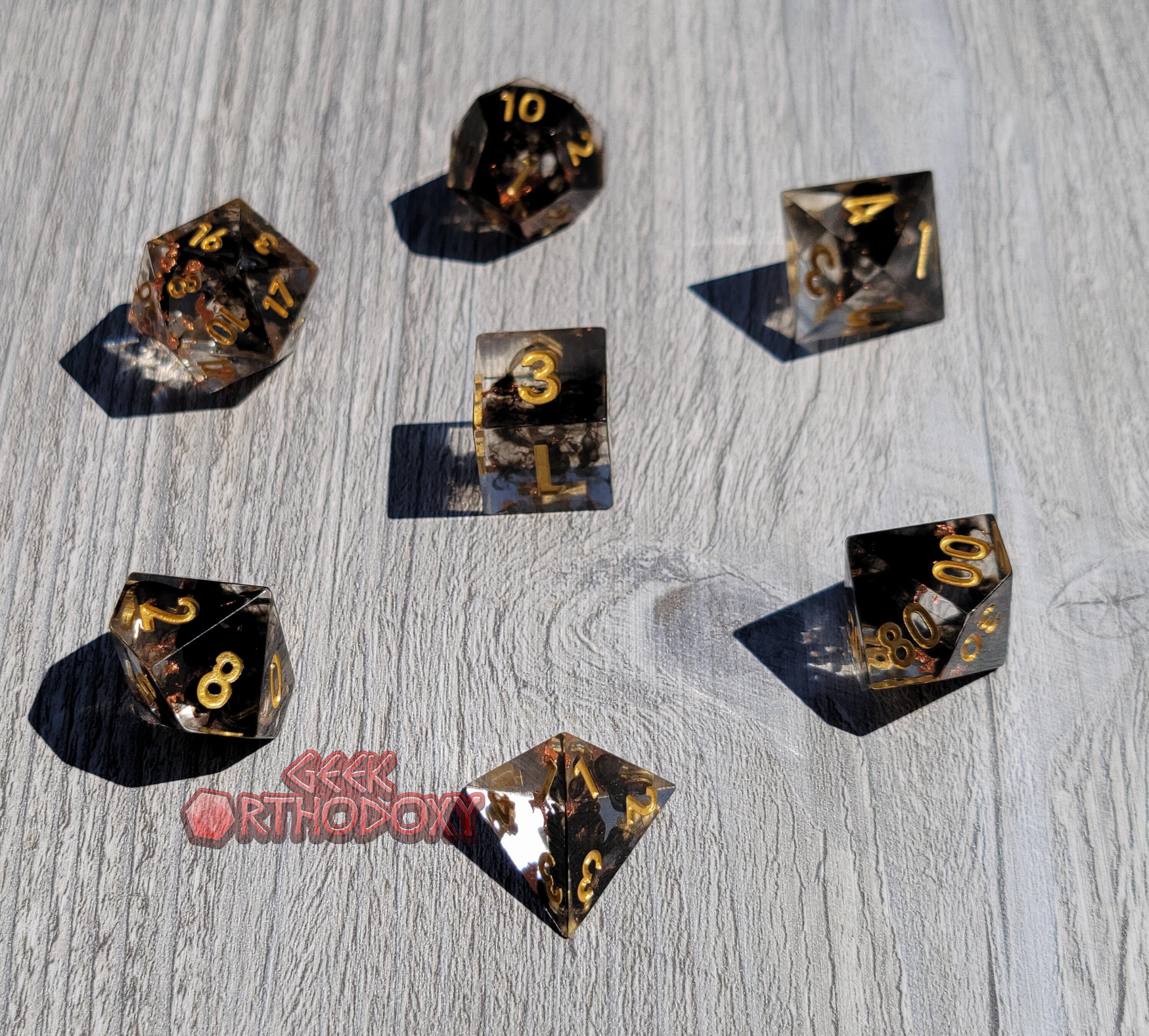 Sharp Edge Dice Full Set With Inclusions Clear & Black - Etsy