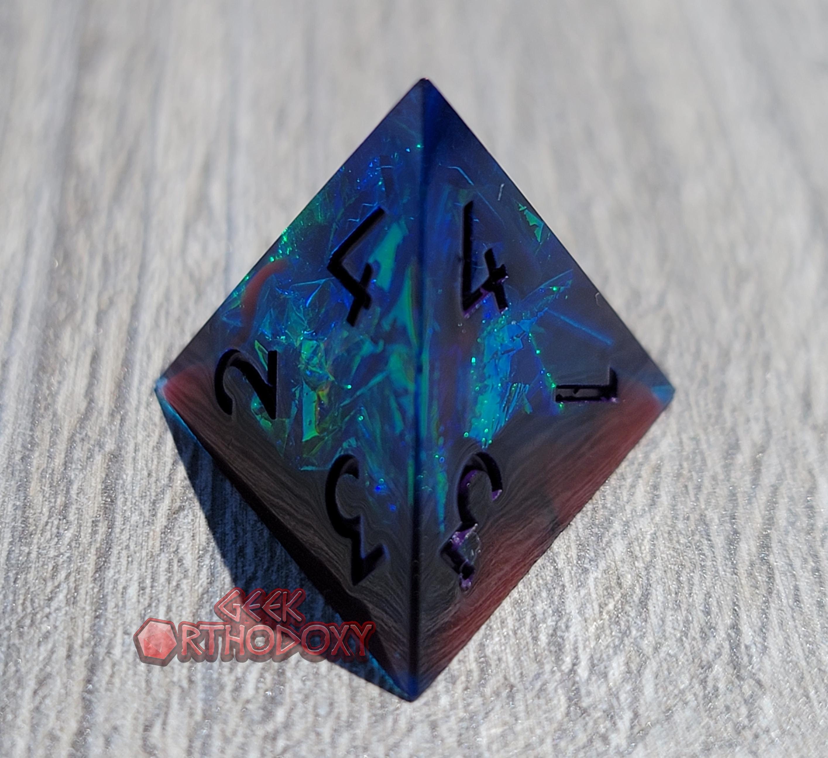 Sharp Edge Dice Full Set With Inclusions Blue & Red | Etsy