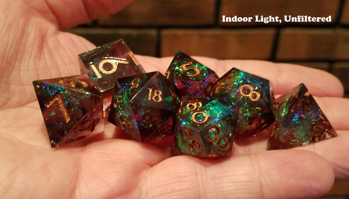 Sharp Edge Dice Full Set With Inclusions Prismatic - Etsy