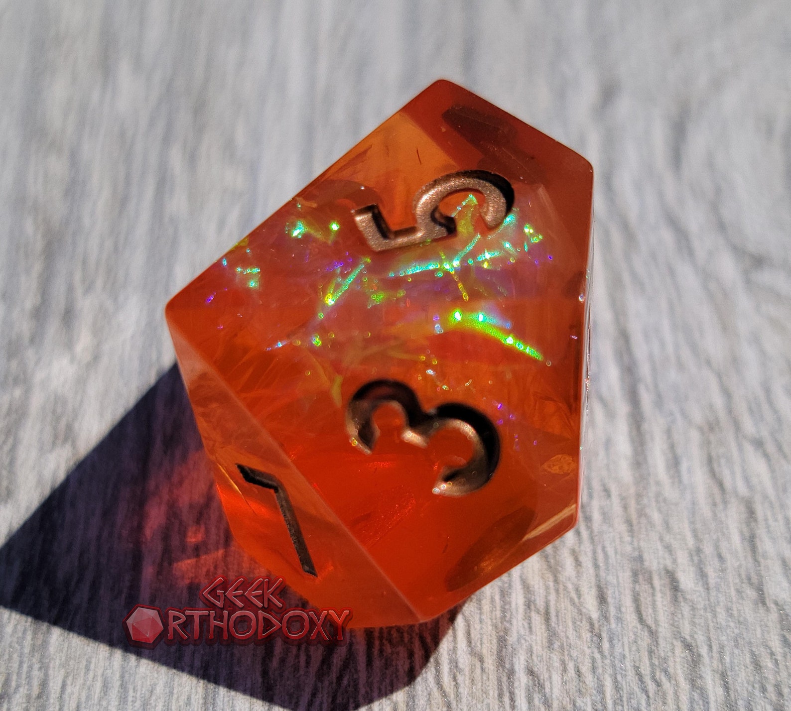 Sharp Edge Dice Full Set With Inclusions Orange Polyhedral - Etsy