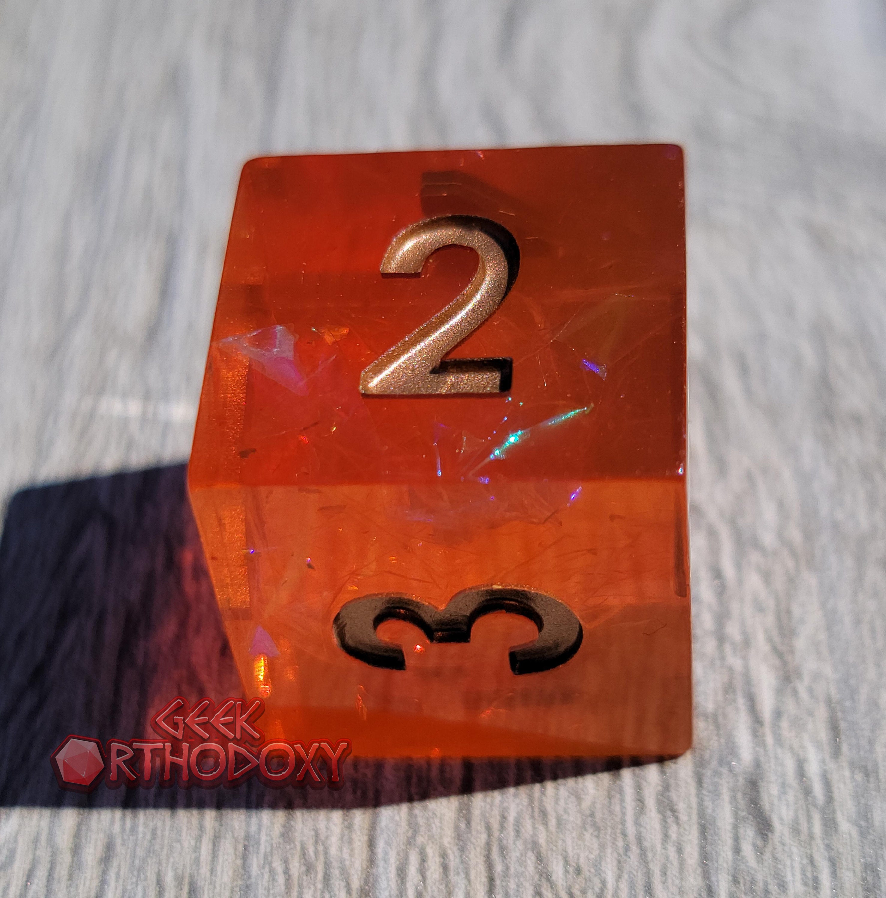 Sharp Edge Dice Full Set With Inclusions Orange Polyhedral - Etsy