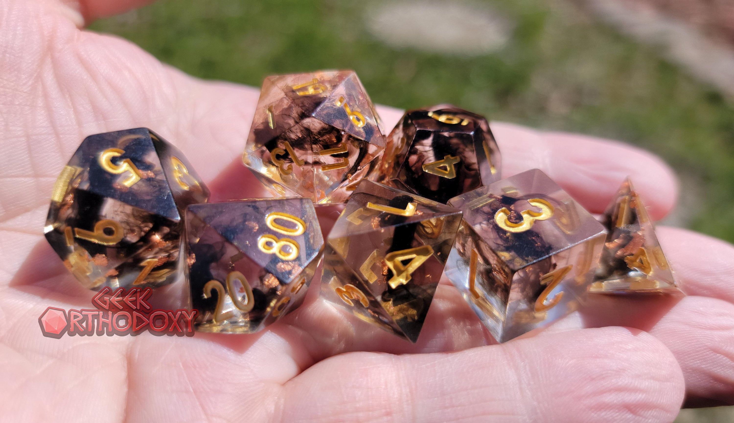Sharp Edge Dice Full Set With Inclusions Clear & Black - Etsy