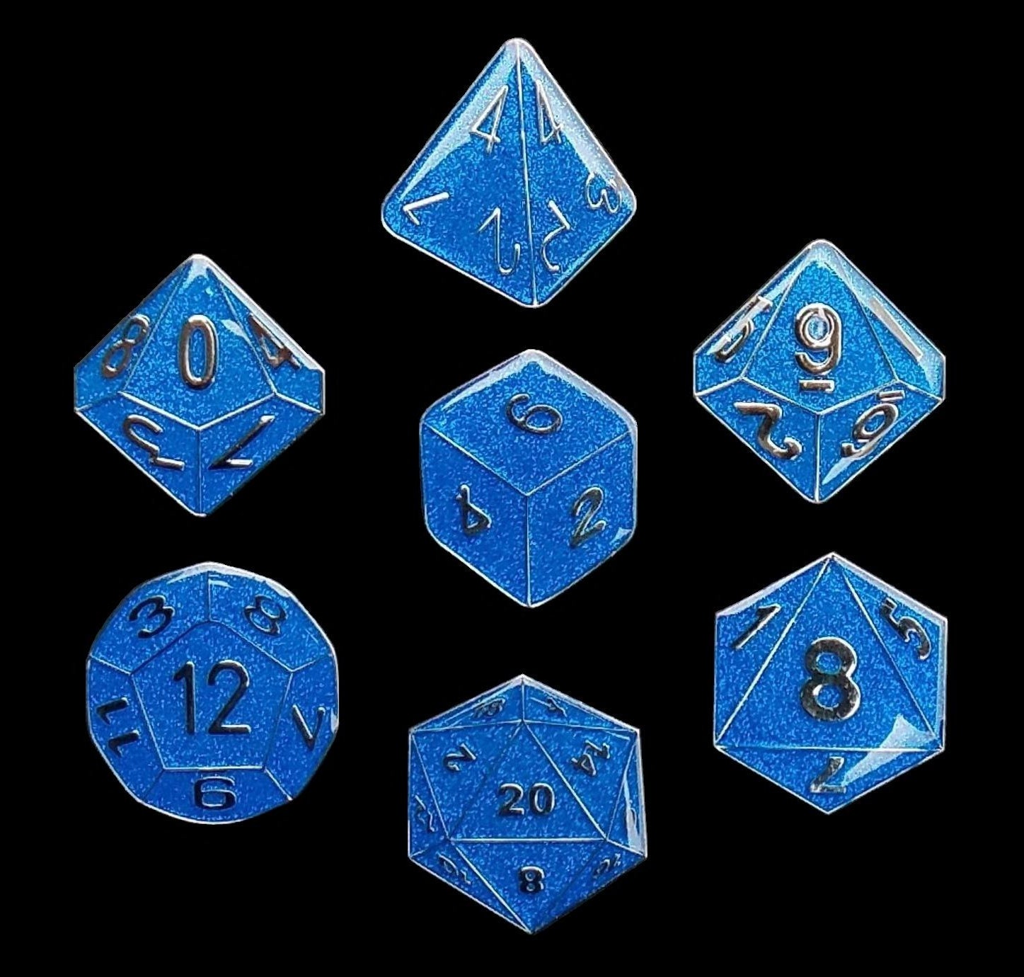 Polyhedral Dice Pins-Set of 7 Blue | Etsy