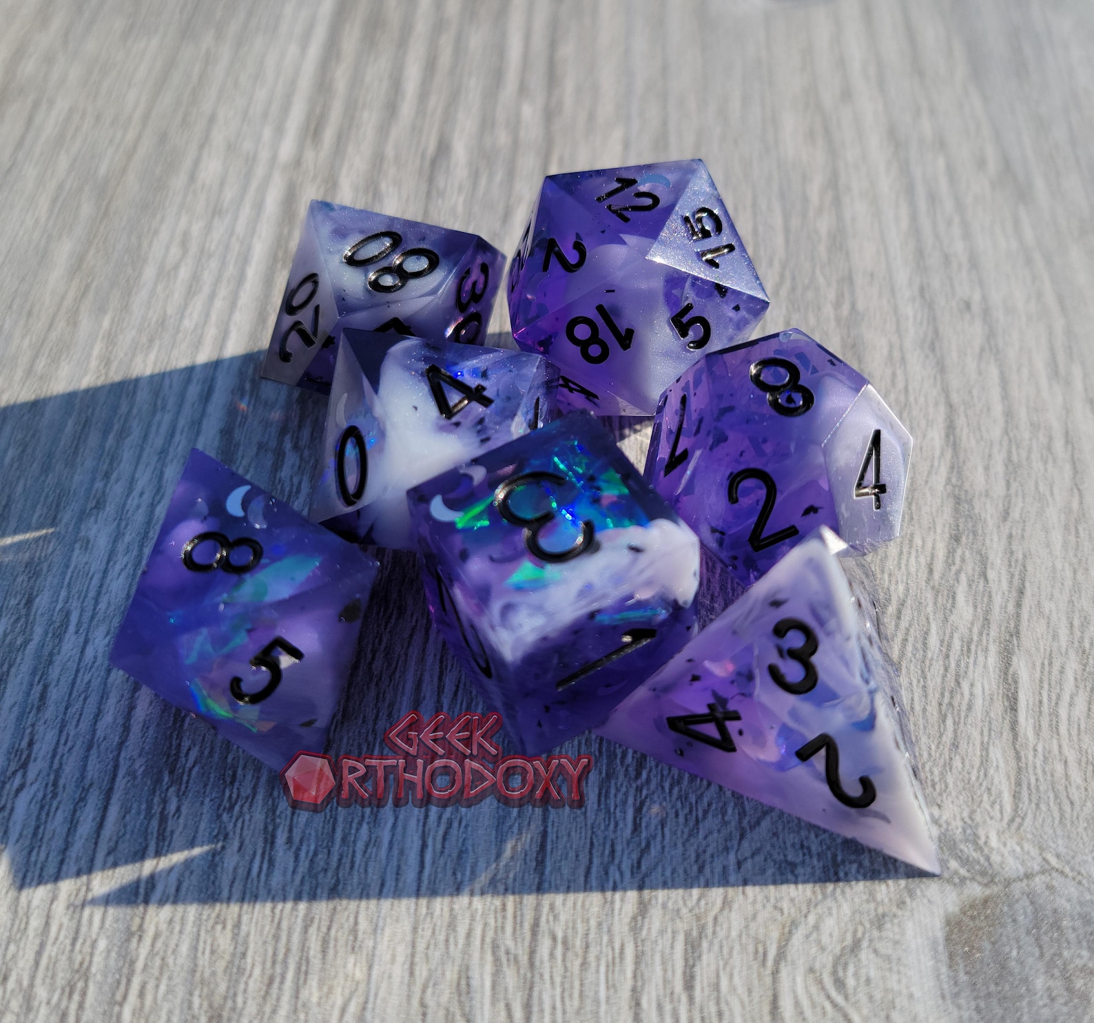 Sharp Edge Dice Full Set With Inclusions Purple Haze | Etsy