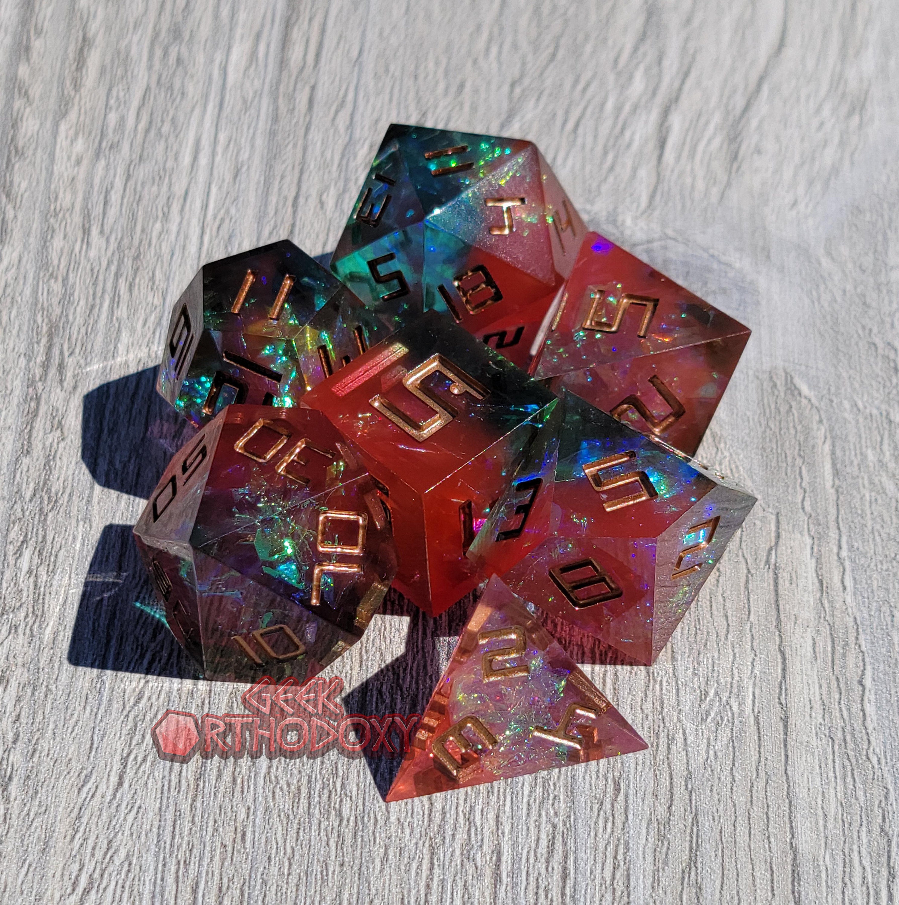 Sharp Edge Dice Full Set With Inclusions Rock Candy - Etsy