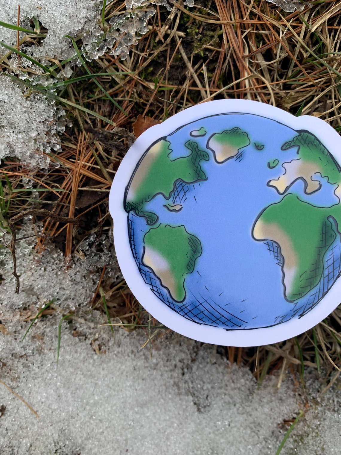 Earth Earth Sticker Earth Sketch Sticker Earth Art Sticker | Etsy