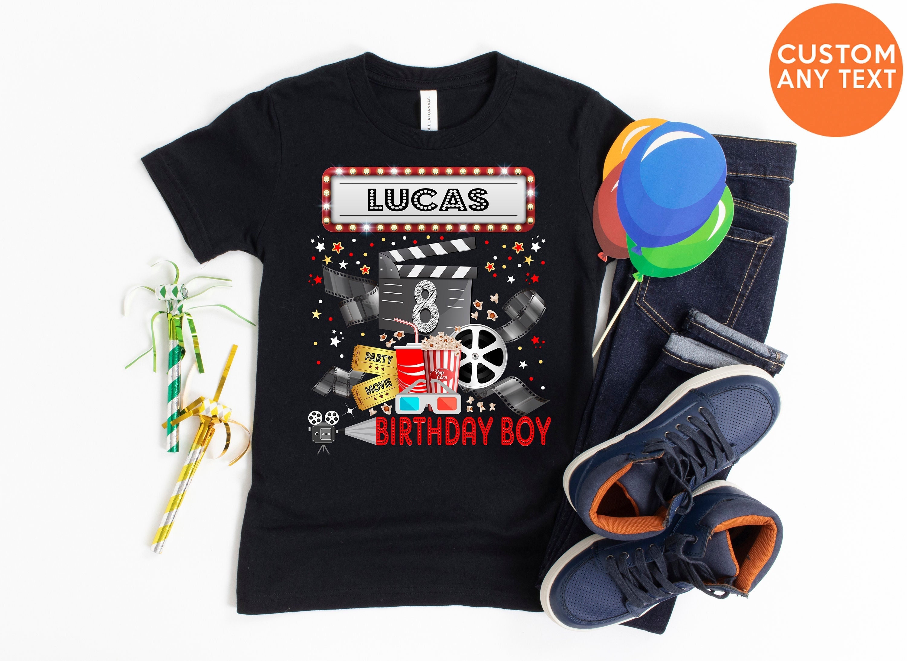 Movie Night, Movie Night Party, Birthday Shirt, Movie Birthday Matching ...